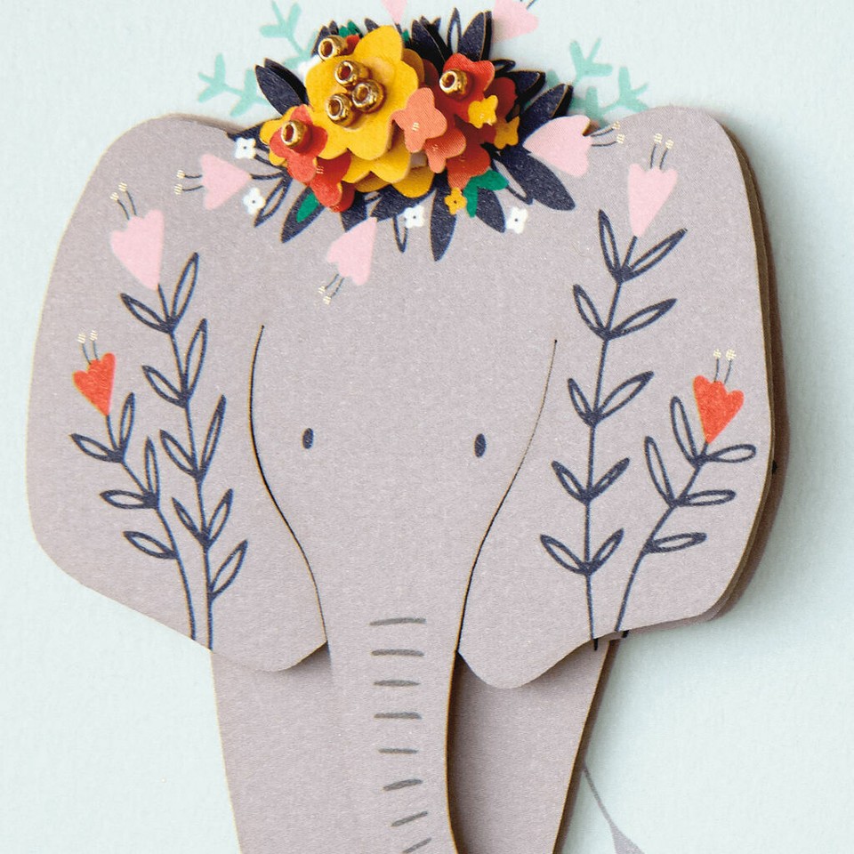 Hallmark Thank You Card by Signature ~ 3D Elephant with Beads " Thanks ...