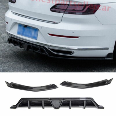 For VW Arteon CC 2019-2023 Carbon Fiber GF Rear Bumper Diffuser Spoiler ...