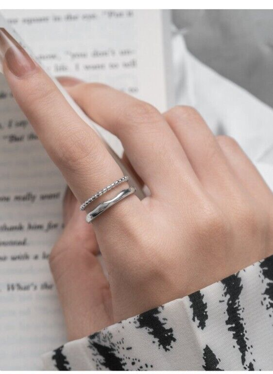 925 Sterling Silver Open Double Line Ring Thumb finger Knuckle women girl gift | eBay UK