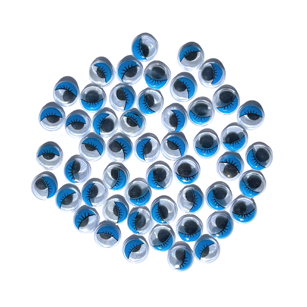 50pcs Craft Googly Eyes Blue Eyelids 10mm Glue On Decorate Kids/Adult ...