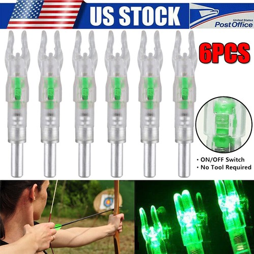 6Pcs LED Lighted Nocks 6.2mm Shooting Archery For Compound Bow Arrow ...