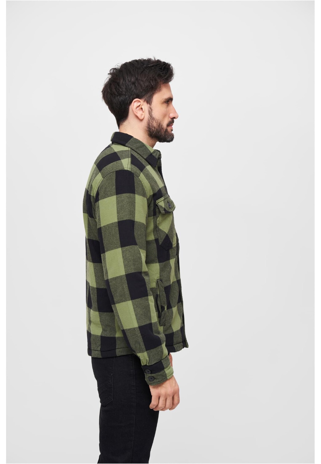Brandit Men's Medium Weight Checkered Lumberjack Jacket Olive Black ...
