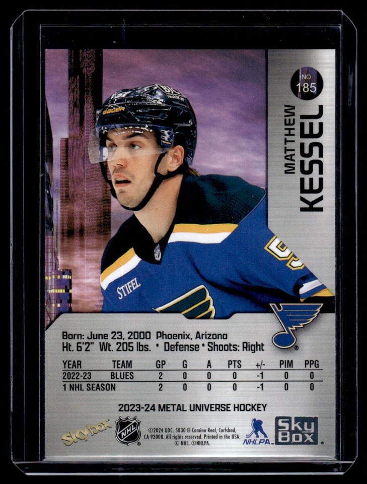 2023-24 SkyBox Metal Universe Rookies Matthew Kessel Rookie #185 | eBay