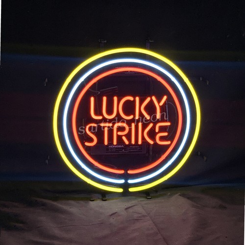 Red Lucky Strike Bar Handcraft Neon Signs Wall Glass Shop Decor 20"x20 ...