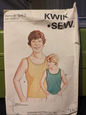 Vintage Kwik Sew Sewing Pattern 543 – Boys Tank Top (8,10,12) | eBay
