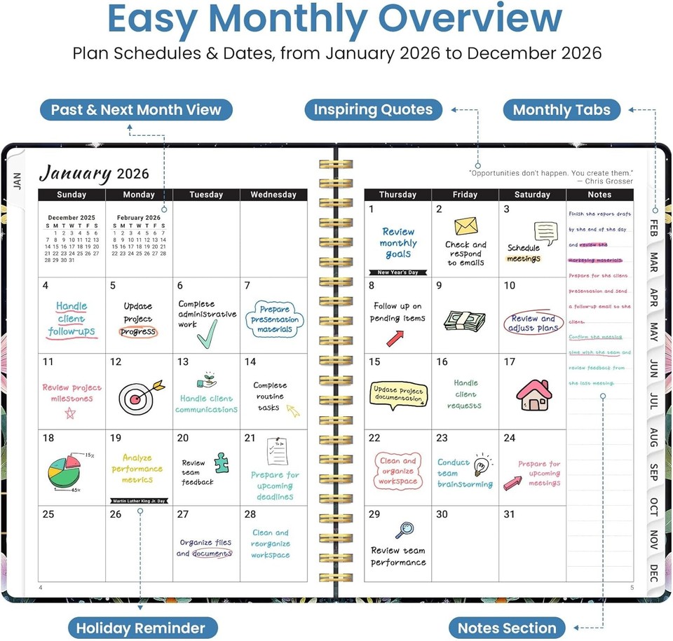 2026 Planner, Weekly and Monthly Planner for Women, January 2026 to ...