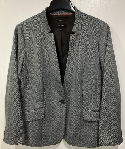 Talbots Aberdeen Blazer Womens Size 18 Charcoal Herringbone Classic ...