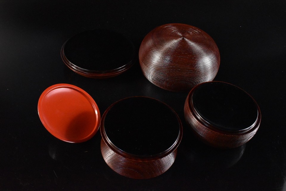 F6541: XF Japanese Wooden Lacquer ware FOOD BOXES, Gyokusen made w ...