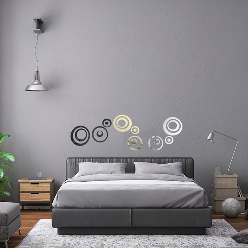 3 Sets Round Pattern Wall Stickers Acrylic Wall Decals Home Wall Decor ...