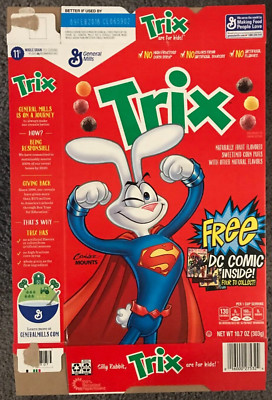 EMPTY Trix Rabbit As Superman DC Comic Offer Cereal Box Conner ...