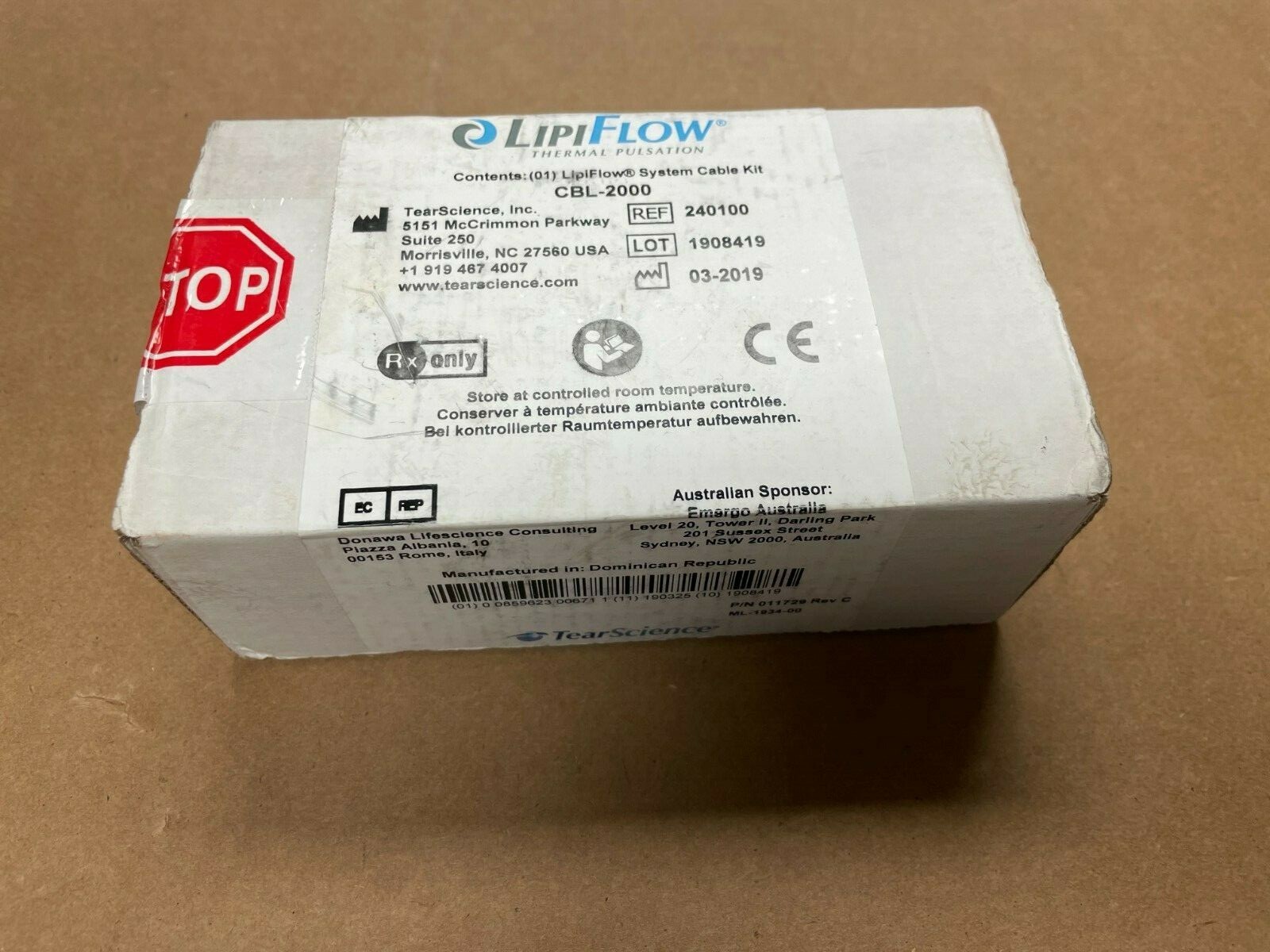 Tear Science LIPIFLOW SYSTEM ACTIVATOR II CABLE KIT CBL-2000 Pn# 011729 ...