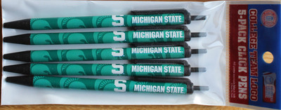 NCAA Team Michigan State Spartans -(5) Click Pens - Black Ink Official ...