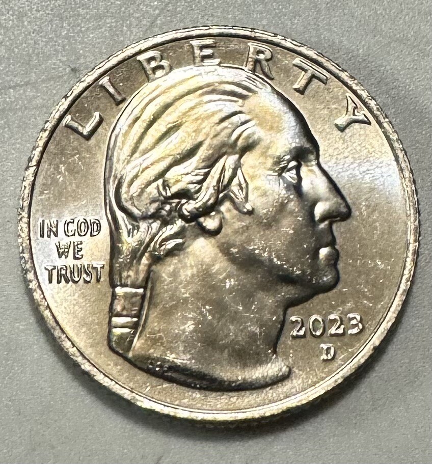 2023 D Washington Quarter Error on nose of George and Bubbles on neck ...