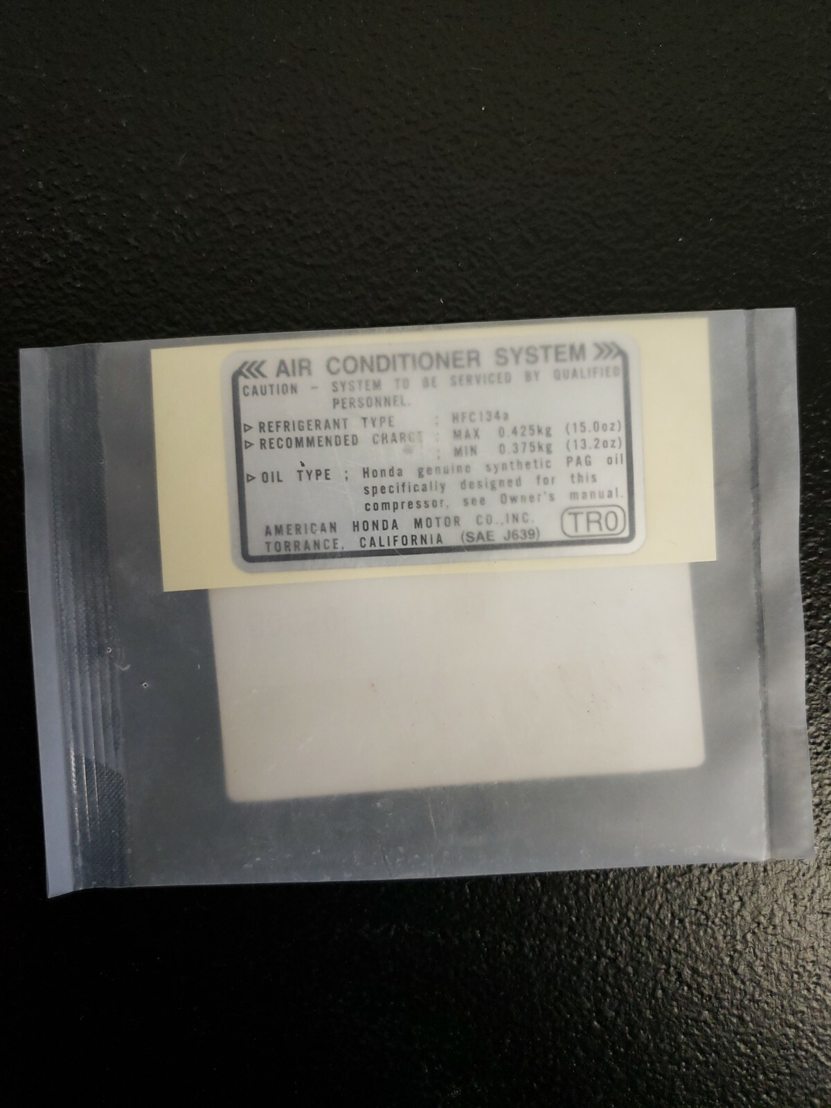 Genuine Honda AC Label 80050-SWA-H00 | eBay