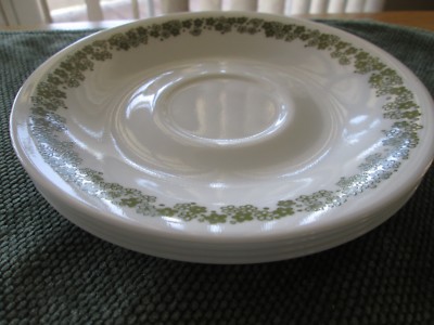 Set of 4 Corelle Spring Blossom Green Crazy Daisy Pattern Saucers | eBay