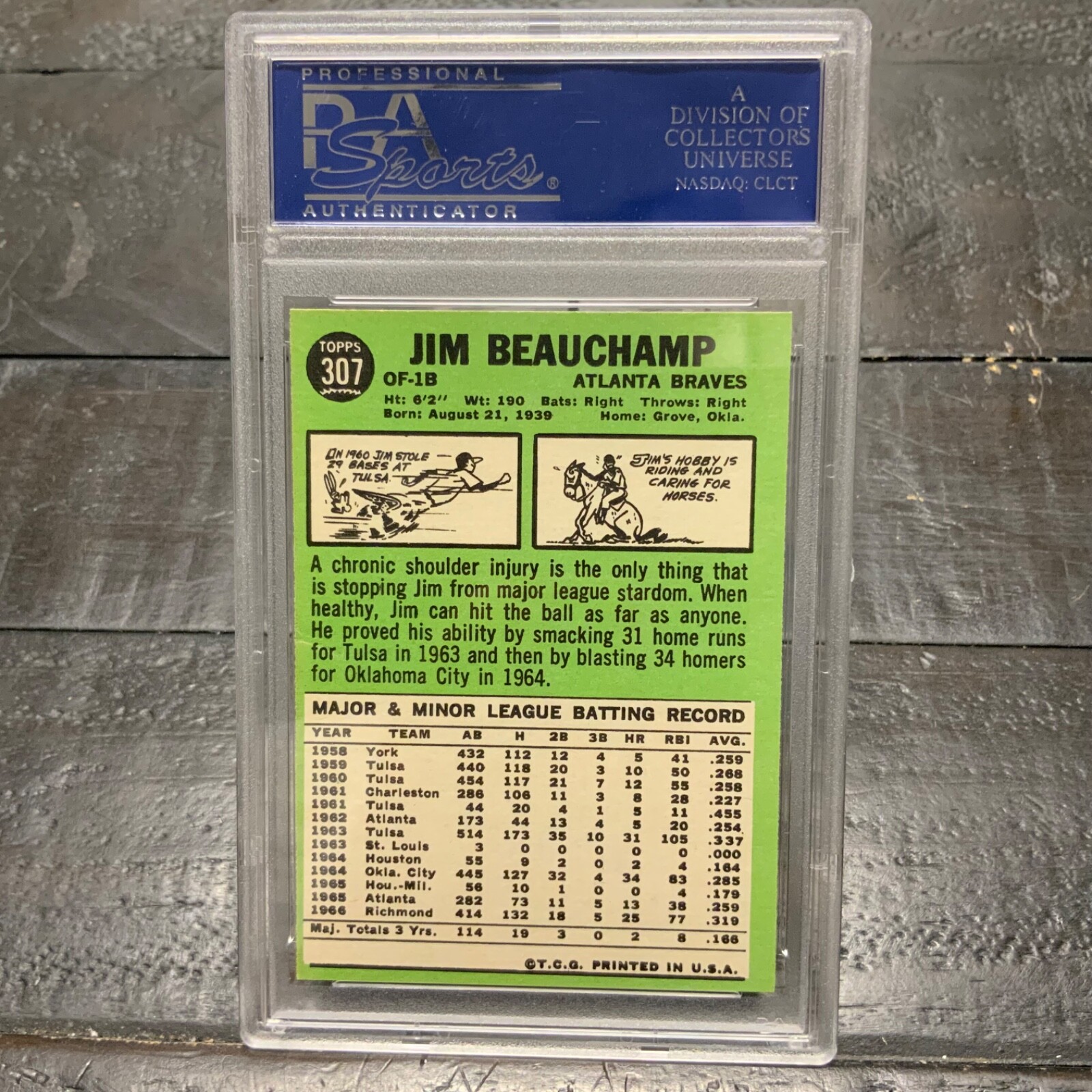 1967 Topps Jim Beauchamp #307 *Braves* PSA 9 MINT | eBay