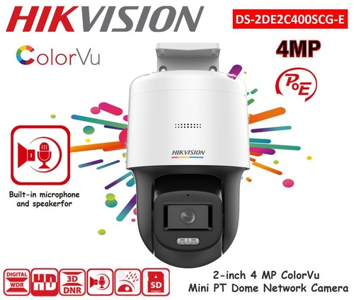 Hikvision DS-2DE2C400SCG- 4MP ColorVu Mini PT Dome Network IP camera 2 ...