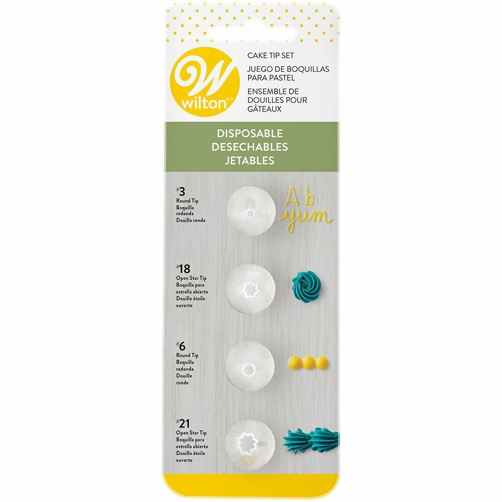 Wilton Disposable Tip Set 4 Tips # 3 6 Round 18 21 Open Star Plastic | eBay