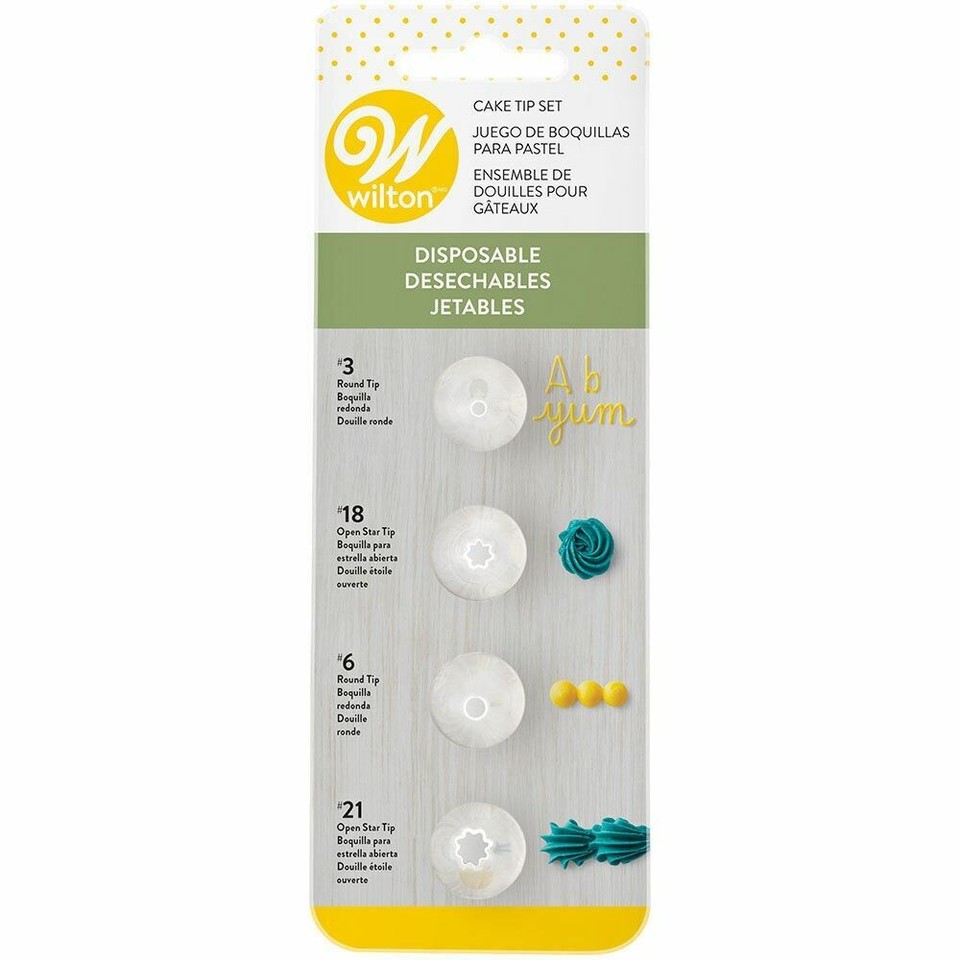 Wilton Disposable Tip Set 4 Tips # 3 6 Round 18 21 Open Star Plastic | eBay
