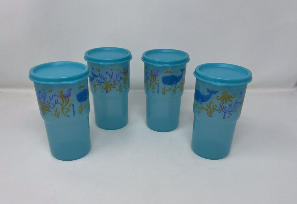 Tupperware TableTop Stacking Tumblers 12 ounce Set of 4 Different Color ...