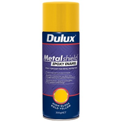 Dulux Metalshield EPOXY ENAMEL SPRAY PAINT Rust Prevention BOLD YELLOW ...