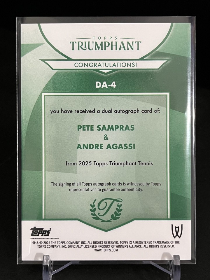 2025 Topps Triumphant Tennis Andre Agassi Pete Sampras Dual Auto 9/15 ...