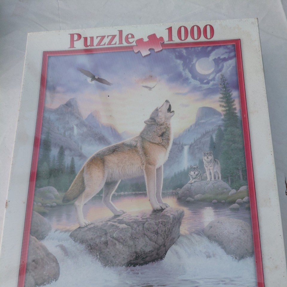 FX SCHMID 50x70cm NIGHT OF THE WOLF Howling Wolves 1000 Piece Card ...