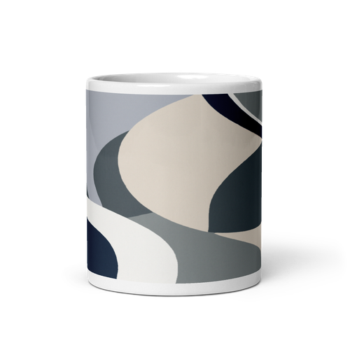 Organic Shapes Ceramic Mug - Minimalist Design in Gray and Navy - 11oz ...