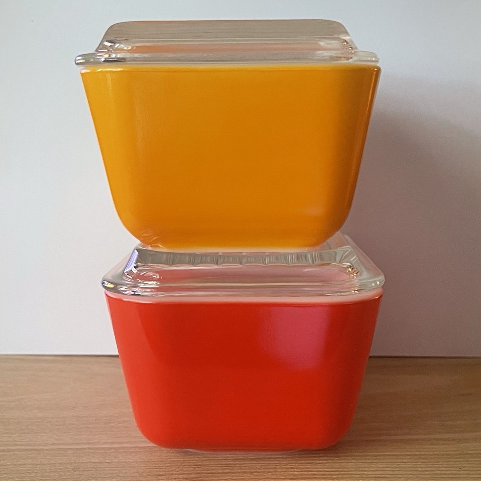 Vintage Pyrex Fridgies Fridge Dishes Friendship Red Set of 3 Containers ...