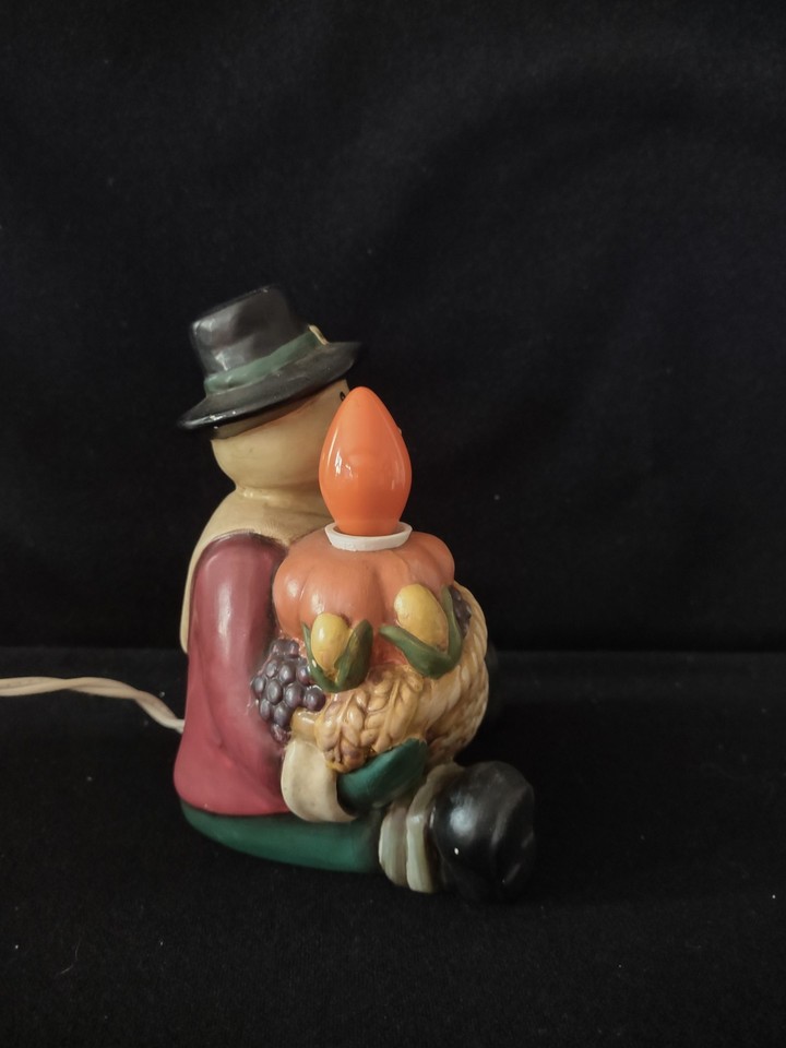 Thanksgiving Lighted 6 " Seated Turkey Holding Cornucopia (Lot 3145) | eBay