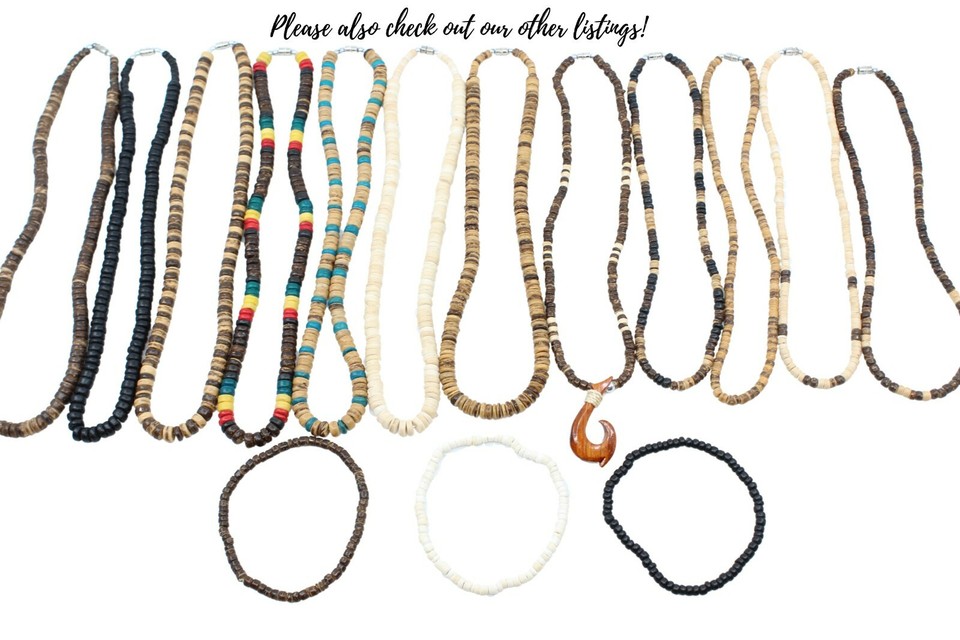 Coconut Shell Necklace (Thick) - 20", Mixed Brown Shell, Hawaiian ...