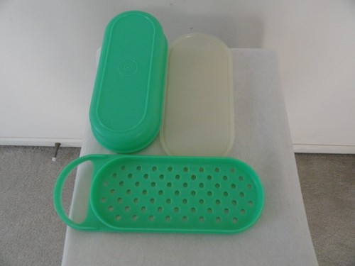 Tupperware Cheese Grater Small Jadite Green Oval Keeper 3 Pc Set #1375 ...