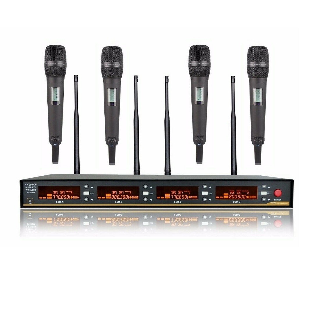 Dual Wireless Microphones 400 Channels Four Handheld Professional ...
