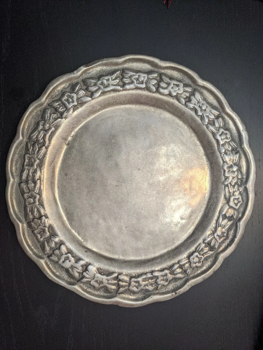 discount purchase price Vintage Gorgeous Pewter Rim w/Floral Signed ...