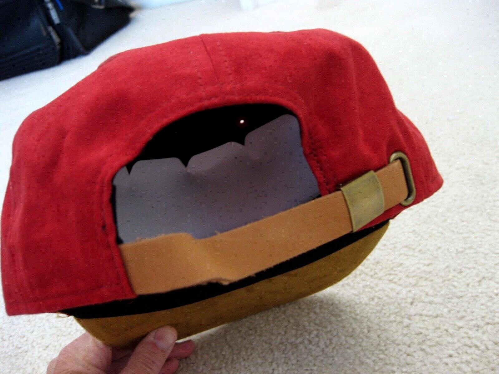 Suede Strapback Cap, Maroon Red and Wheat Tan, Pull-Thru Closure | eBay