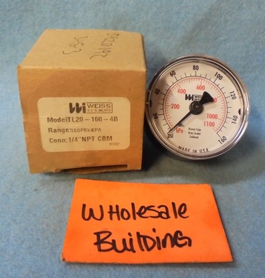 WEISS INSTRUMENTS, PRESSURE GAUGE, TL20-160-4B, 0-160 PSI, APPLIED 20 ...