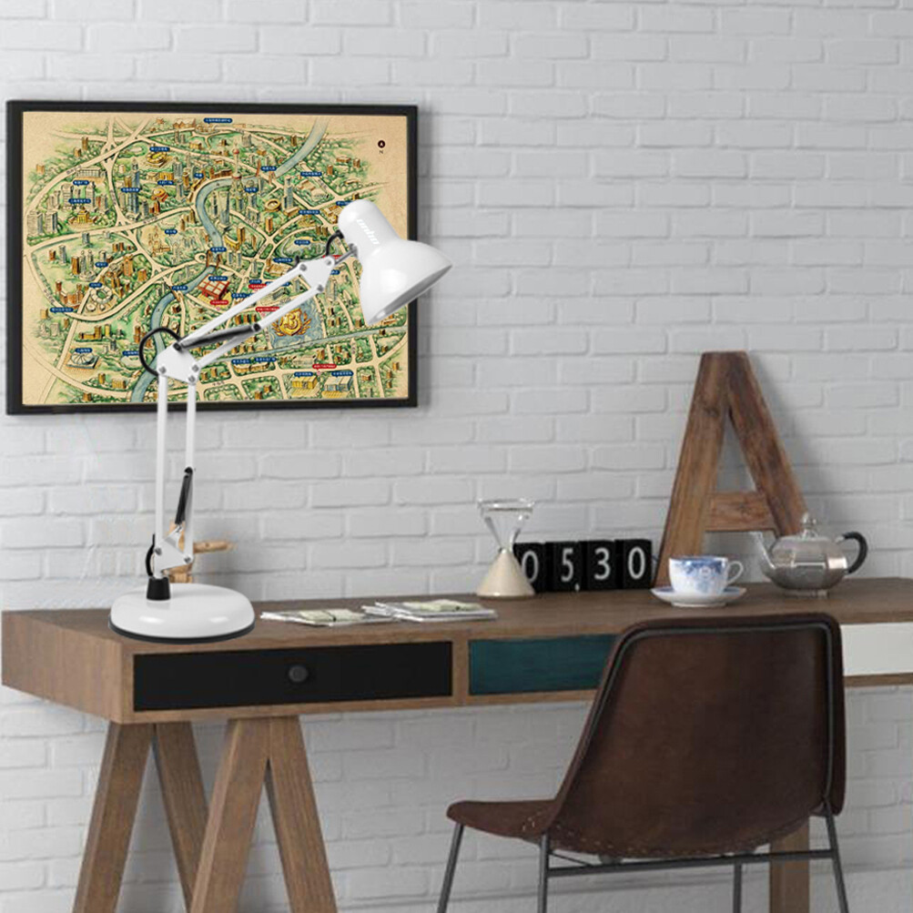 Architect Desk Lamp Swing Arm Drafting Light W/ Metal Clamp Vintage ...