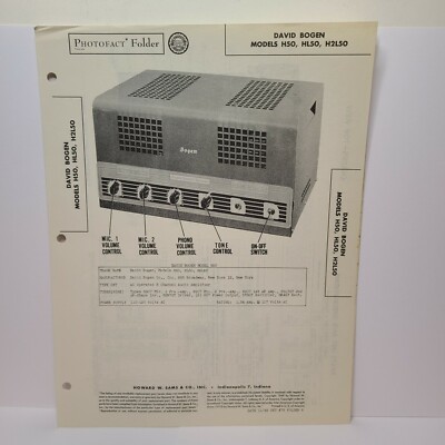 SAMS PHOTOFACT SERVICE MANUAL 78-6 DAVID BOGEN H50 HL50 H2L50 | eBay