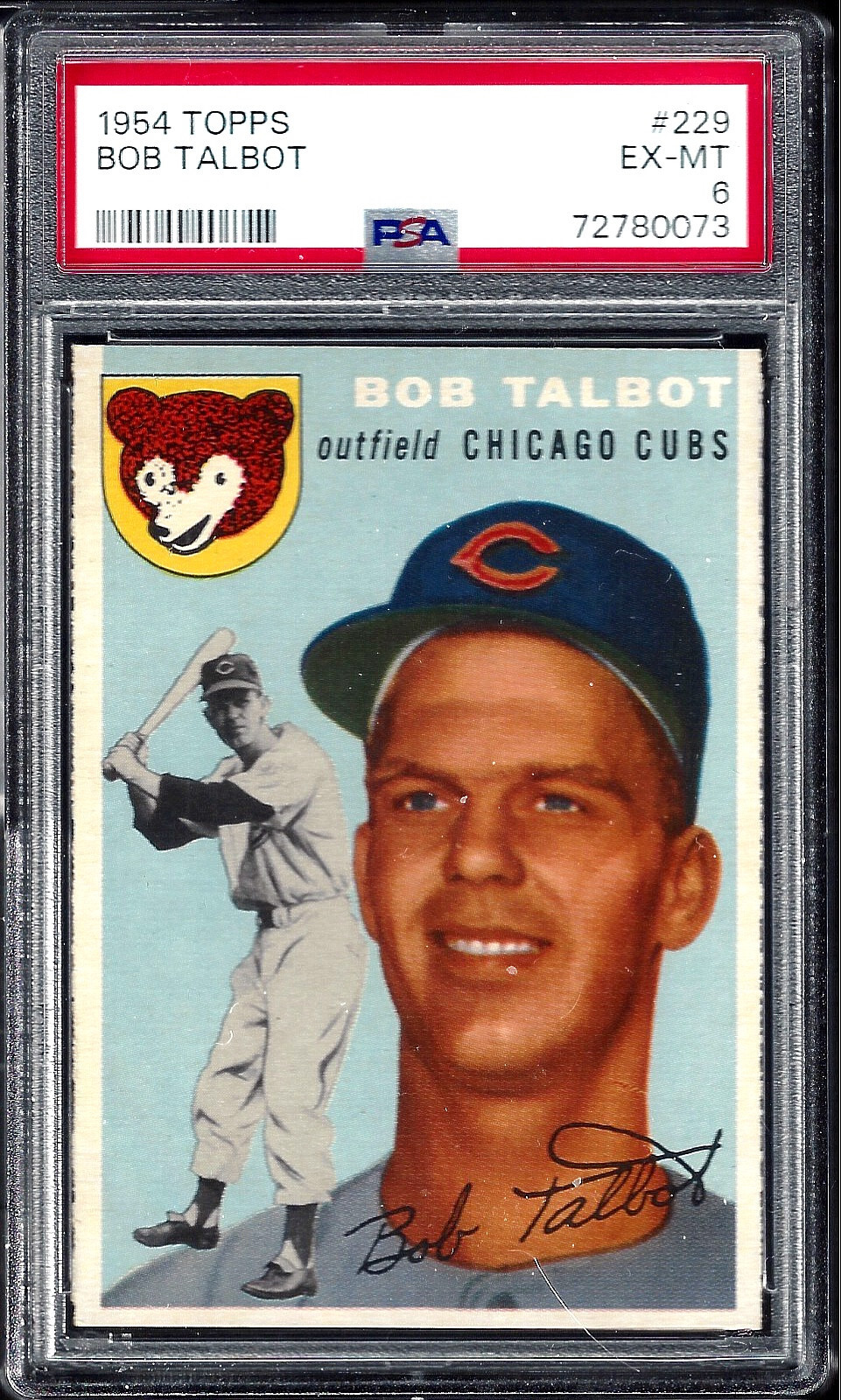 1954 TOPPS #229 BOB TALBOT CHICAGO CUBS - PSA EX-MT 6 - LOOKS BETTER ...