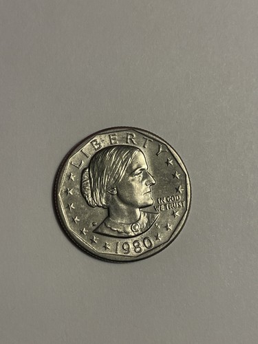 1980 D Susan B Anthony Liberty *One Dollar Coin* Circulated Wide Rim ...