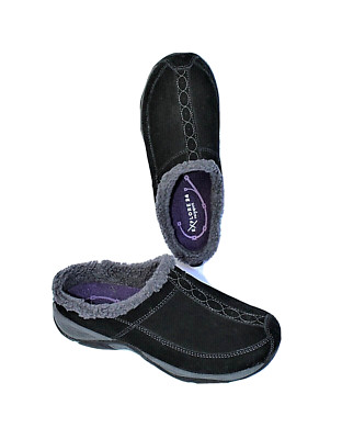 Easy Spirit Explore 24 Black Suede Leather Faux Fur Womens 6.5M Slip-on ...