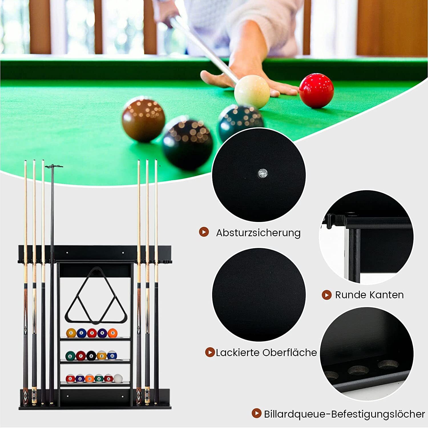 Wandqueuehalter Billard Pool Queue-Wandhalter Rack Wandmontage ...
