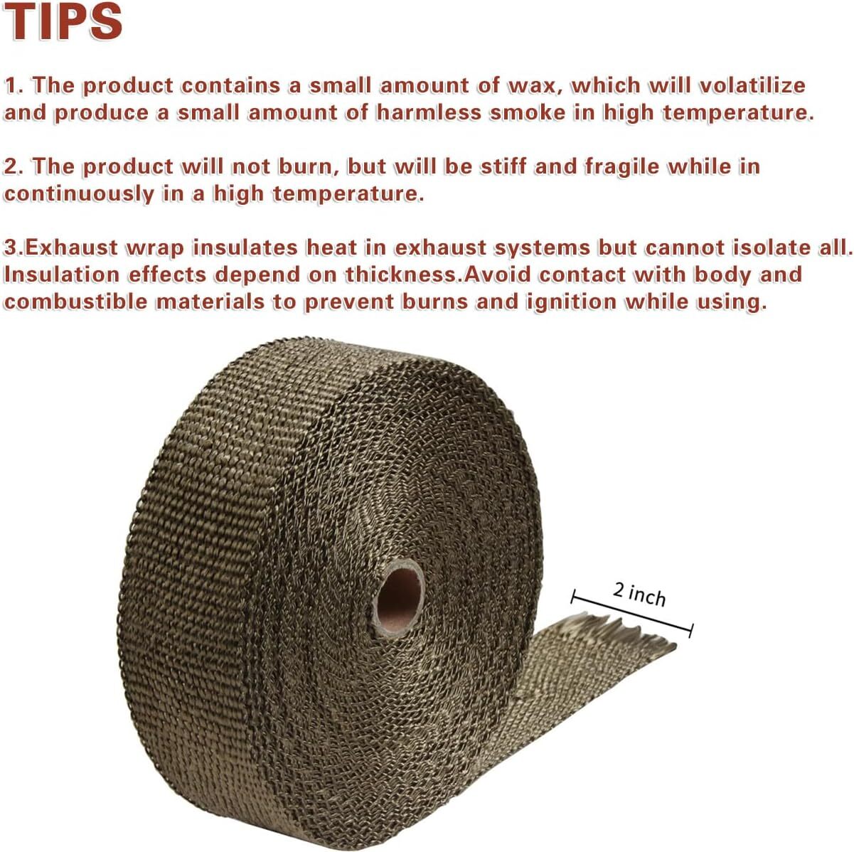 2 Rolls x Titanium Lava Header Manifold Exhaust Heat Wrap Tape 20 Ties ...