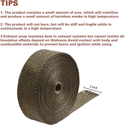 2 Rolls x Titanium Lava Header Manifold Exhaust Heat Wrap Tape 20 Ties ...