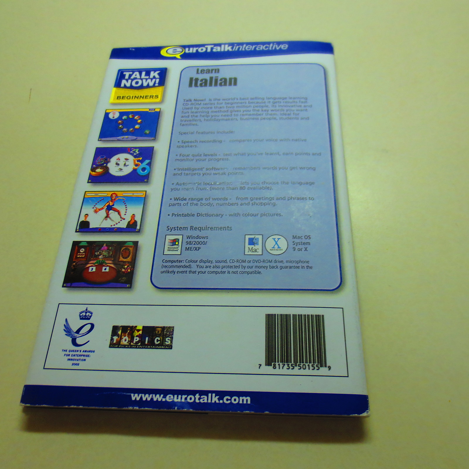 Talk Now! Learn Italian: Beginning Level Cd eurotalk interactive | eBay