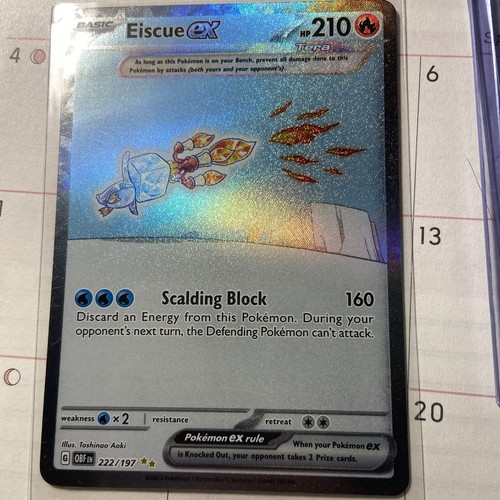 Pokemon TCG Eiscue EX Special Illustration Rare HOLO 222/197 - Obsidian ...