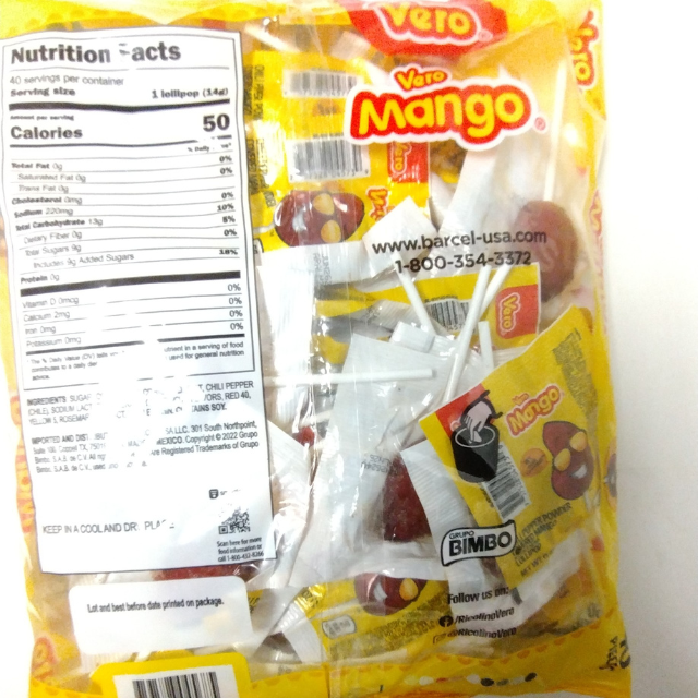 VERO MANGO PALETA 40Pc, Mango Chili Lollipops, Paletas de Mango Mexican ...