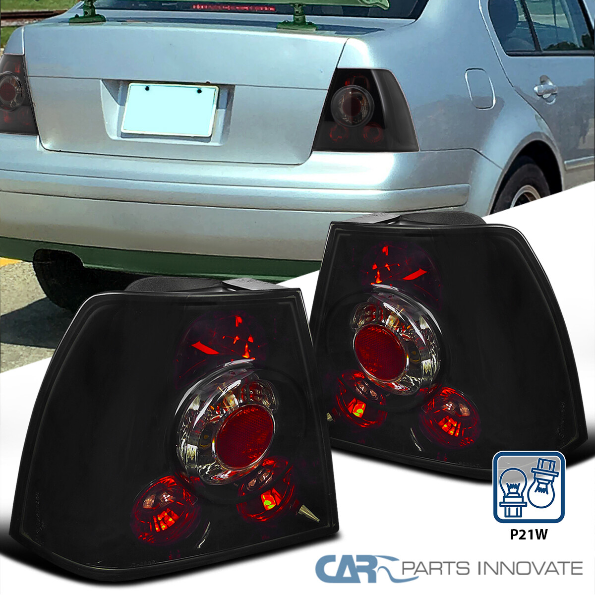 Fit 99-05 VW Jetta Bora Mk4 Glossy Black Tail Lights Rear Brake Lamps ...