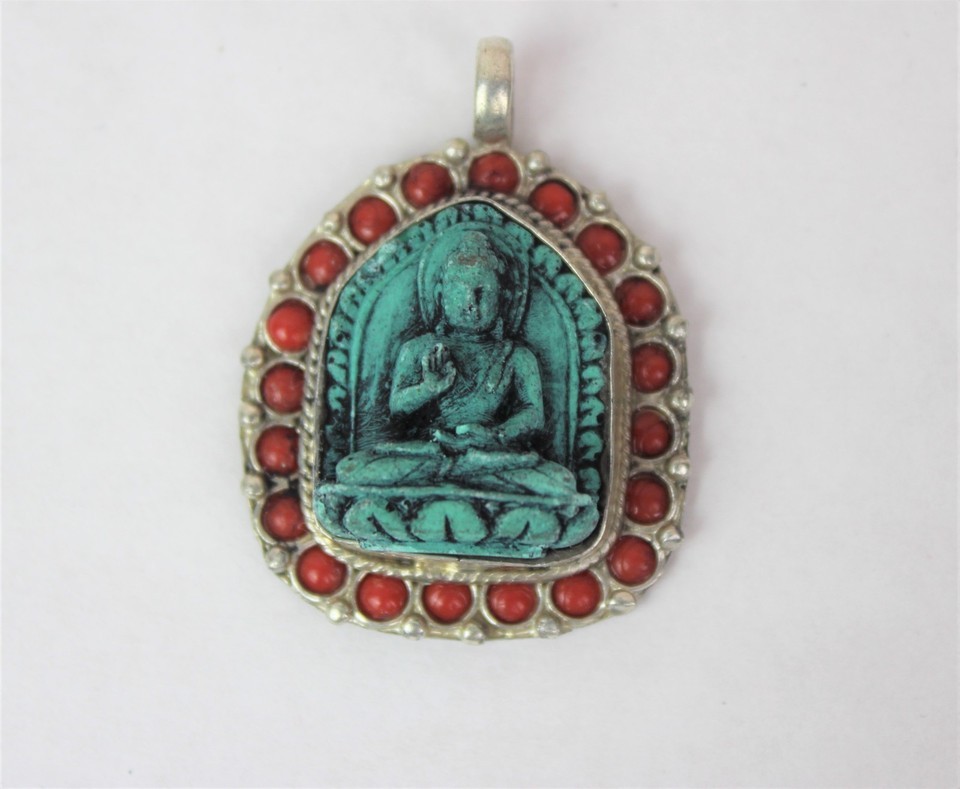 HANDMADE Tibetan Buddhist Buddha Turquoise Pendant Necklace Locket ...