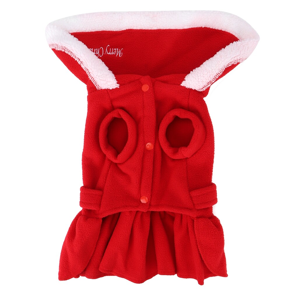 Winter Xmas Cute Red Dog Clothes Dress For Small Dogs Puppy Jacket ...